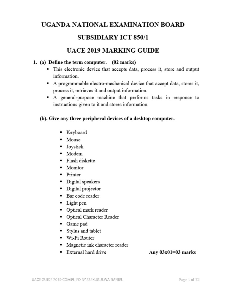 Uneb Subsidiary Ict s850-1 2019 | PDF | Computer Data Storage | Internet