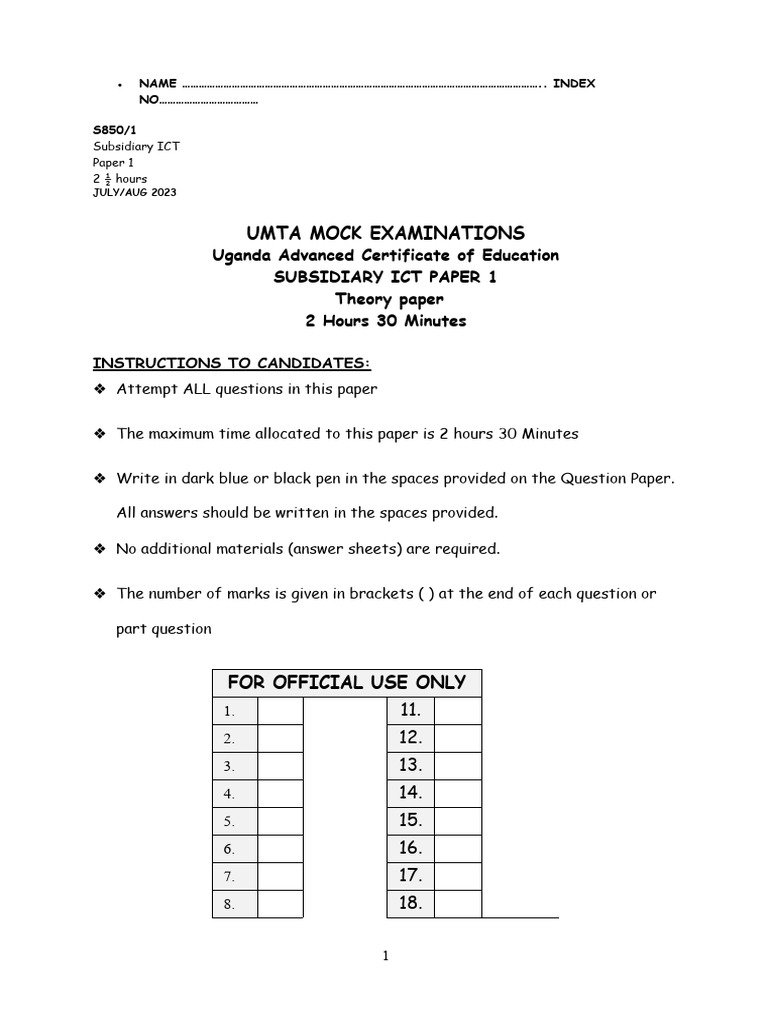 s6 Ict 850 - Umta Guide - 2023 | PDF | Duplex (Telecommunications ...