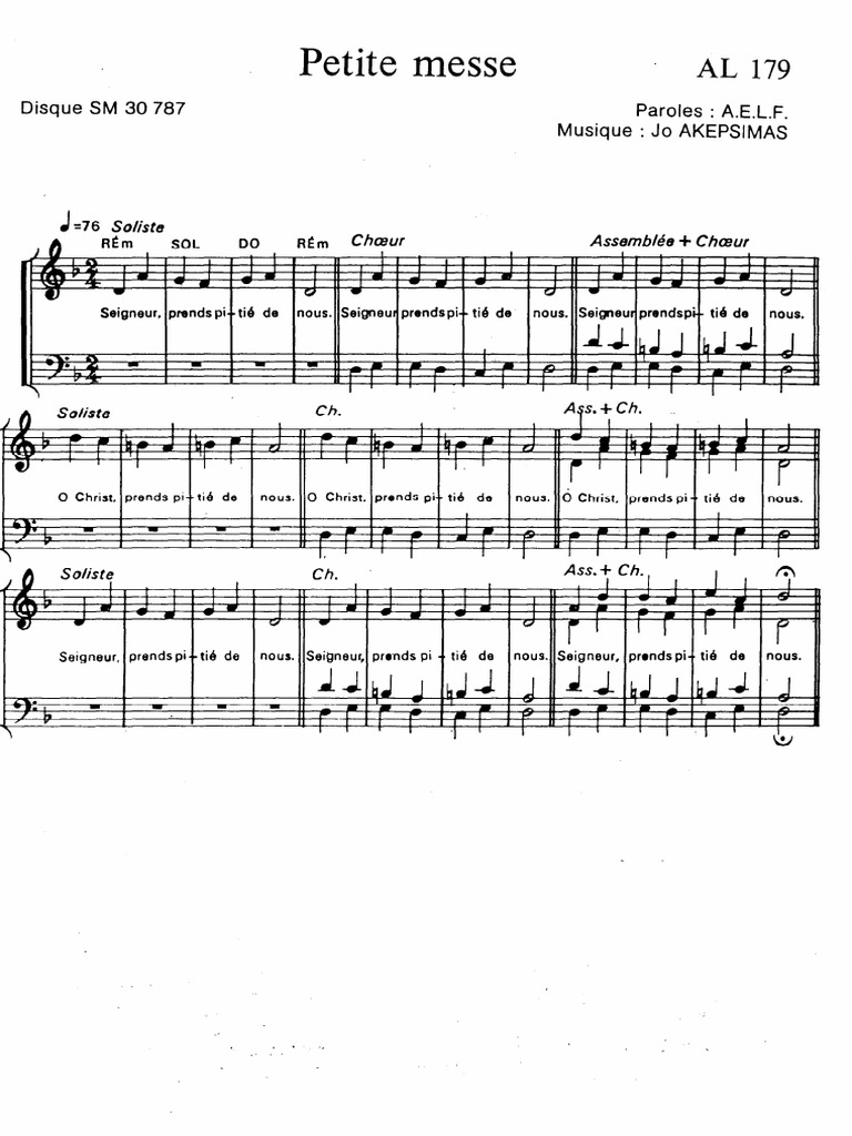 Kyrie Petite Messe AL 179 | PDF