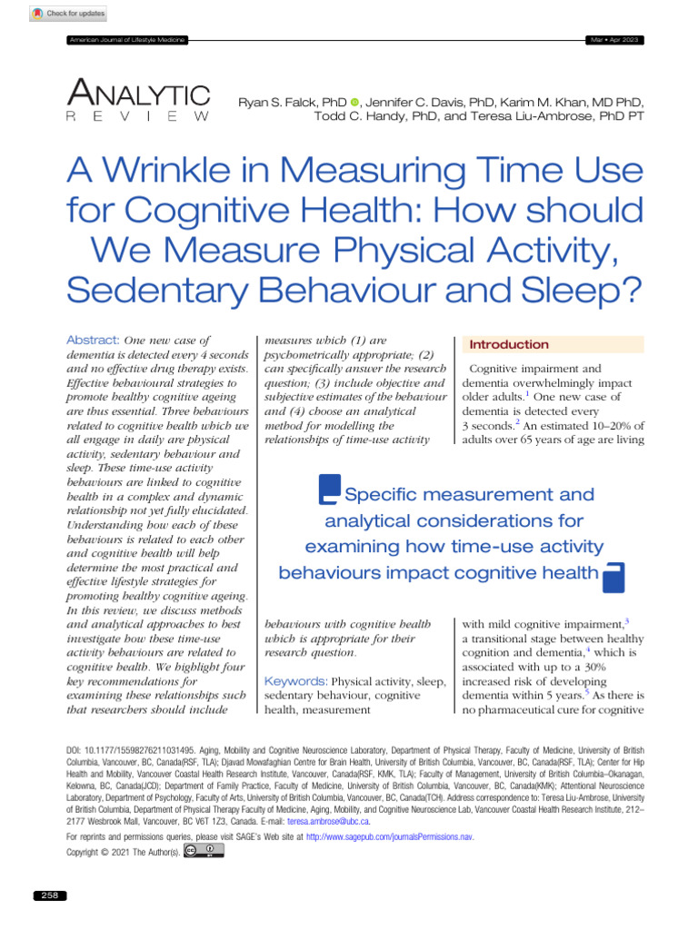 A Wrinkle in Measuring Time Use For Cognitive Health How Should We ...