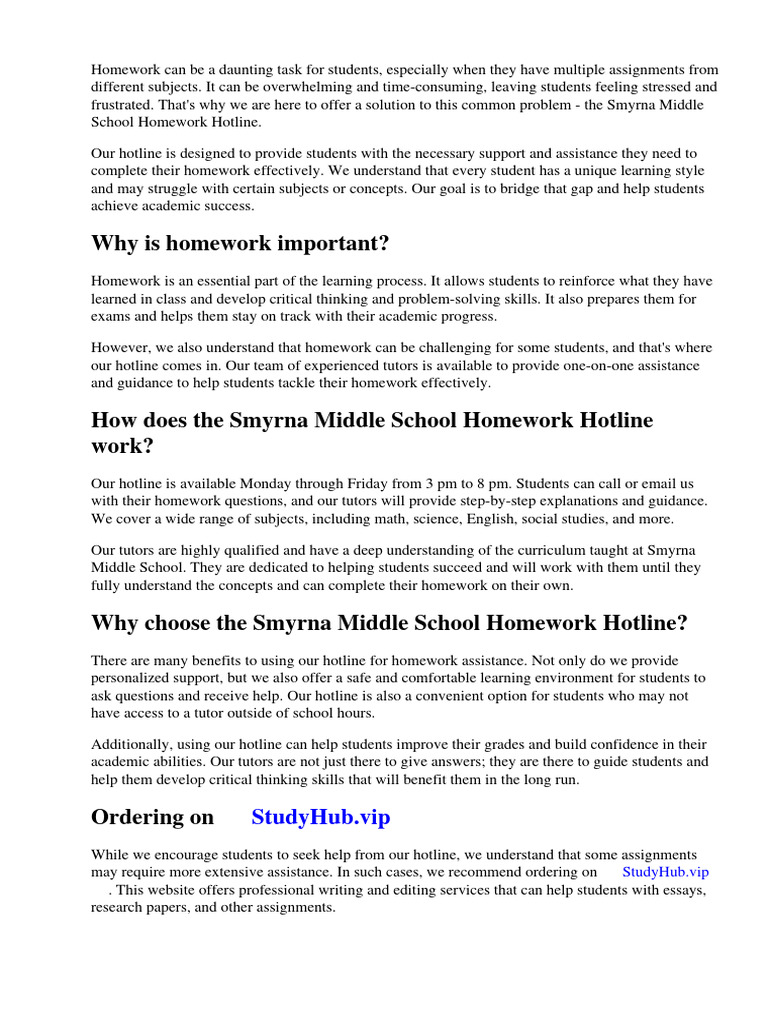 Smyrna Middle School Homework Hotline | PDF | Homework | Safari (Web ...