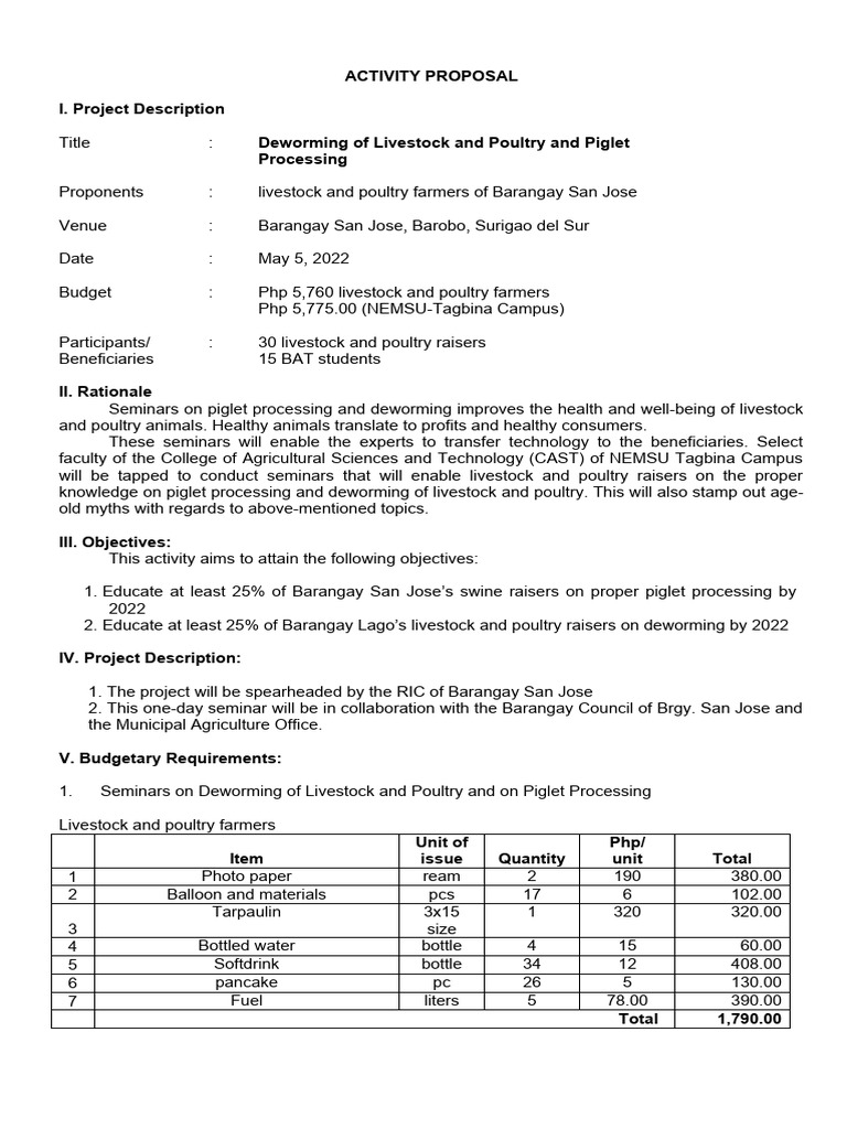 Seminar Activity and Narrative Proposal 1 | Download Free PDF | Pig ...