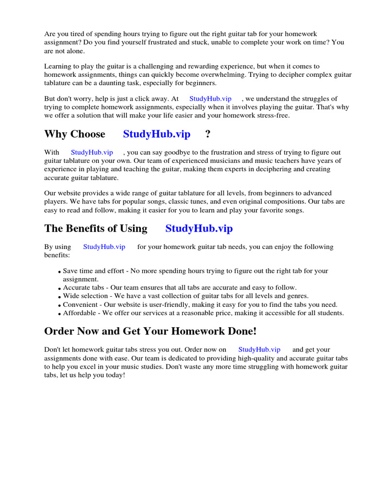 Homework Guitar Tab | PDF | Chord (Music) | Elements Of Music