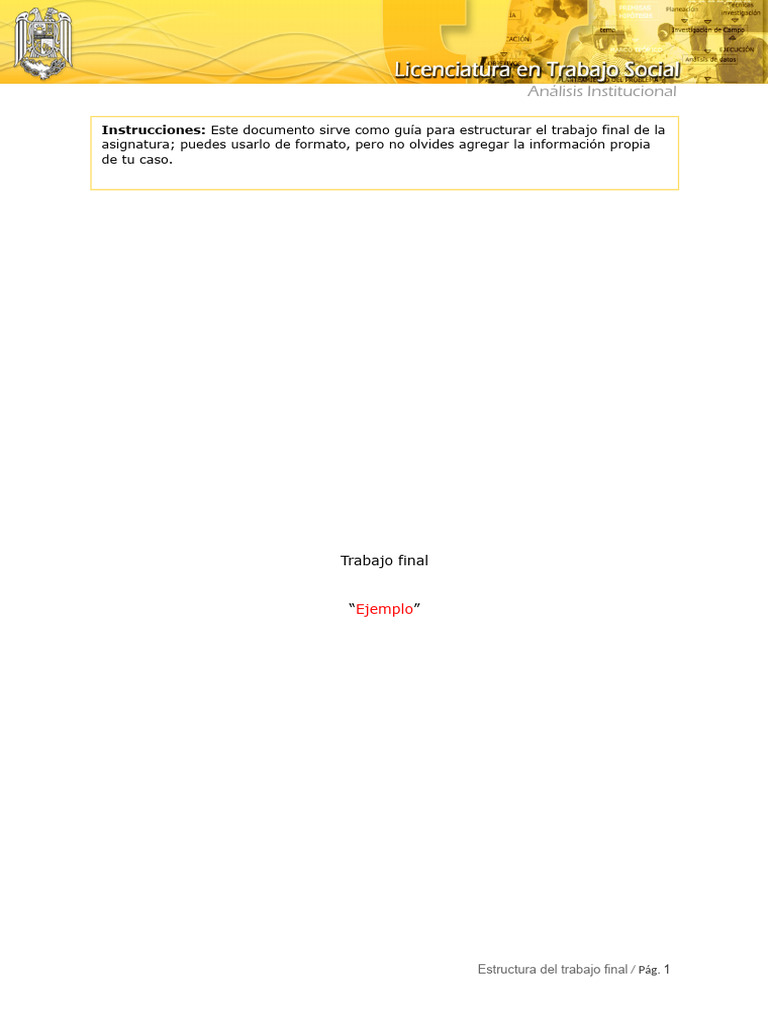 Trabajofinal - U4estructura Del Trabajo Final | PDF | Trabajo Social | Institución