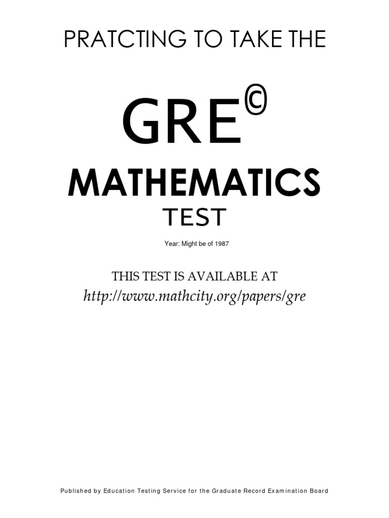 GRE Subject Mathematics Practice Book GR8767 | PDF