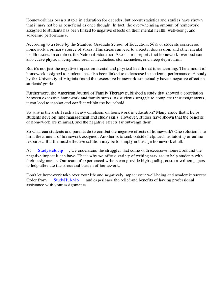 Statistics Showing Homework is Bad | PDF | Homework | Teachers