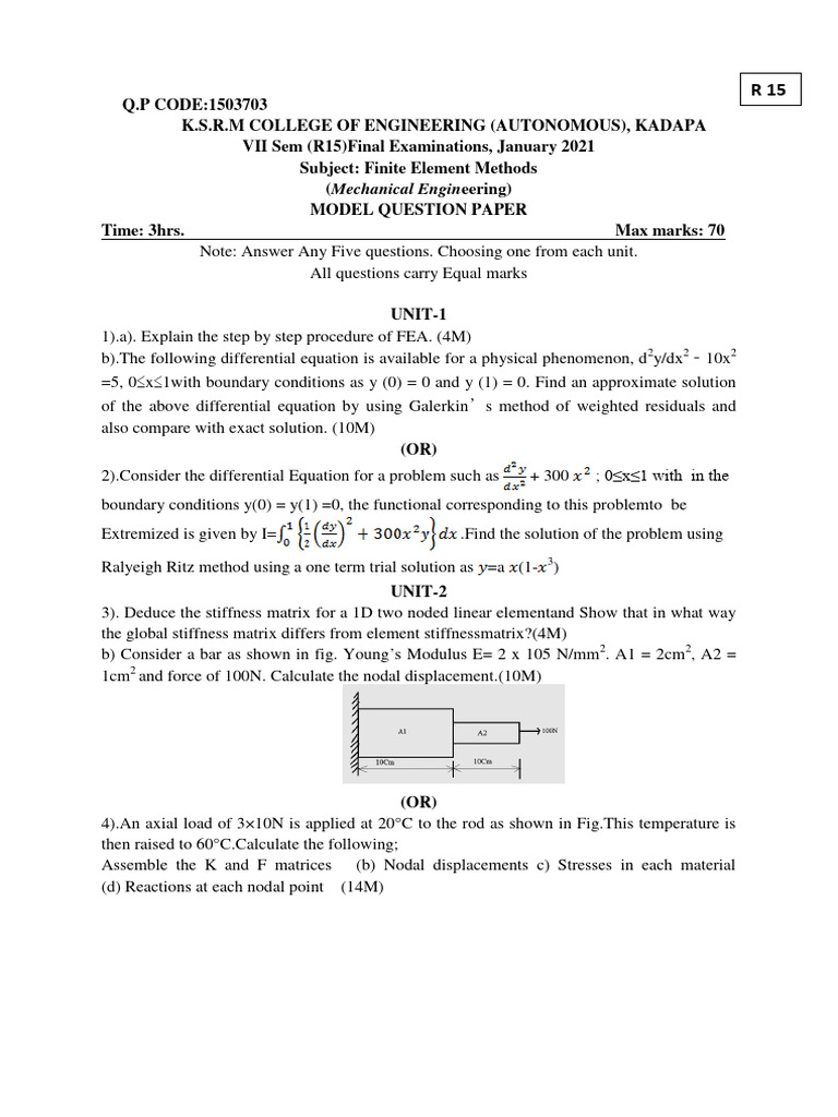 FINITE ELEMENT METHODS - Model Paper | PDF | Finite Element Method ...