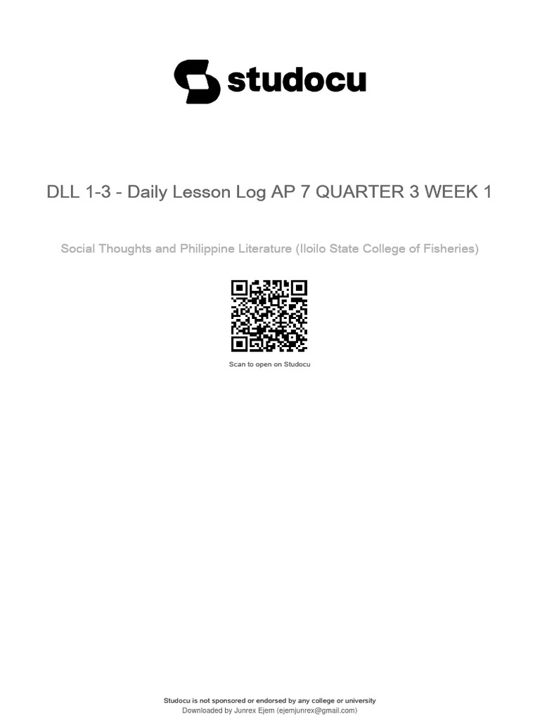 DLL 1 3 Daily Lesson Log Ap 7 Quarter 3 Week 1 | PDF