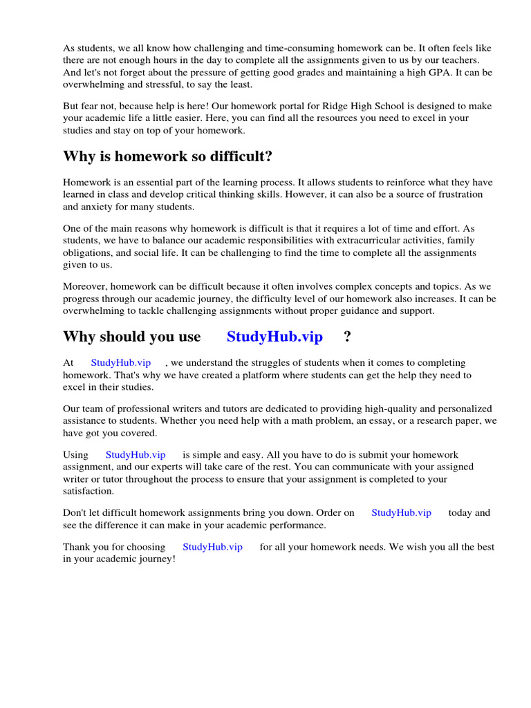 Homework Portal Ridge High School | PDF | Homework | Teachers