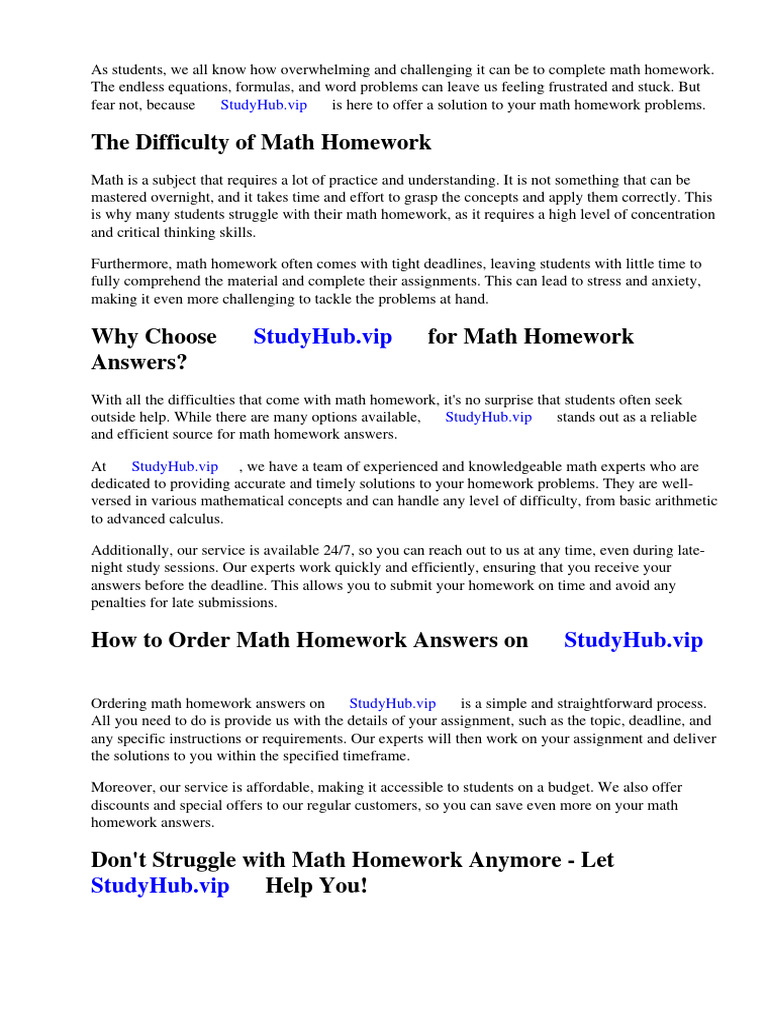 Answers To My Homework Math Problems | Download Free PDF | Mathematics ...