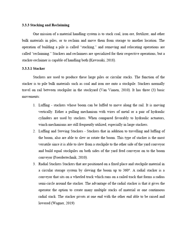 3.3.4 Stacker and Reclaimer | PDF