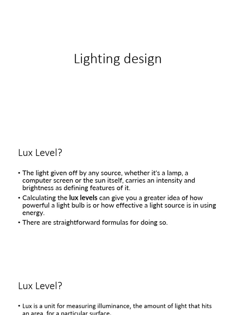Understanding Lux Levels in Lighting Design | PDF | Lighting ...