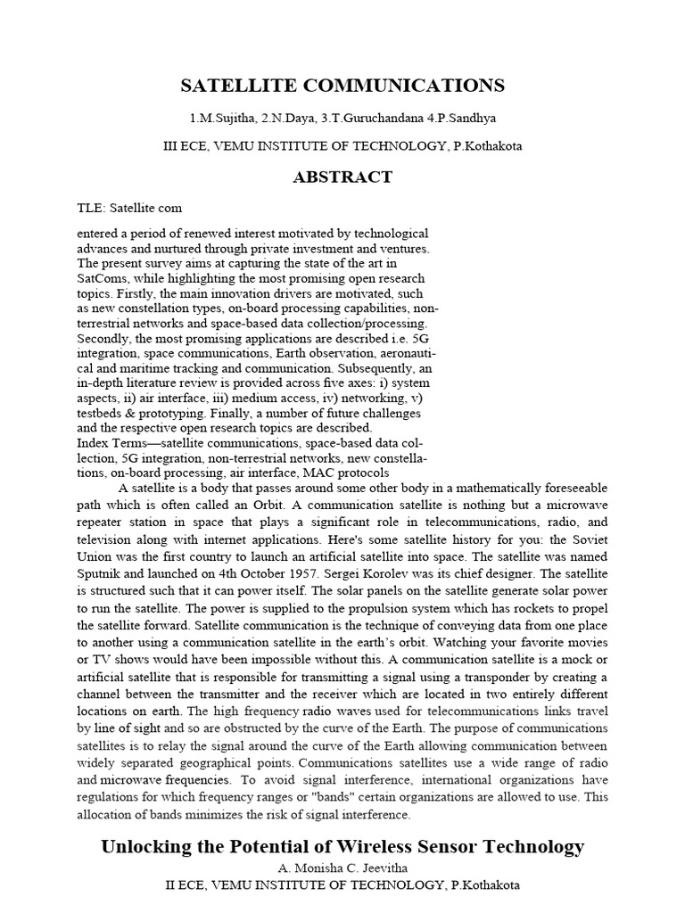 ECE Paper Presentation - Abstracts Page | PDF | Radar | Satellite