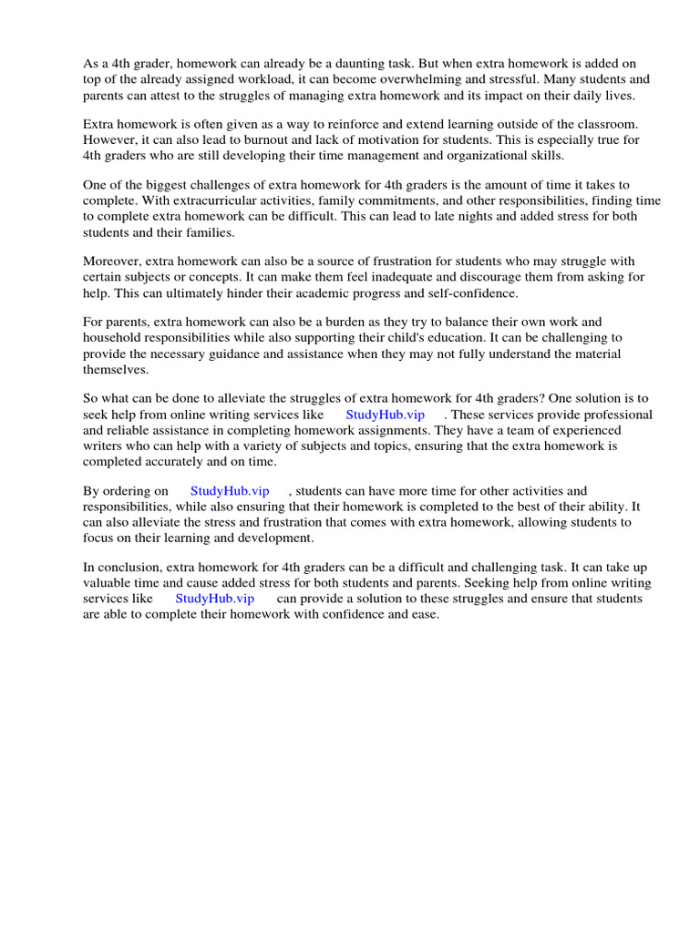 Extra Homework For 4th Graders | PDF | Homework | Worksheet