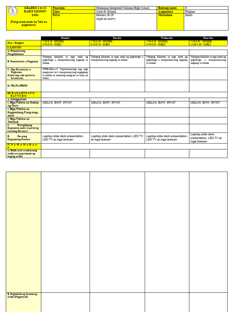DLL G9 Pebrero 26 29 | PDF