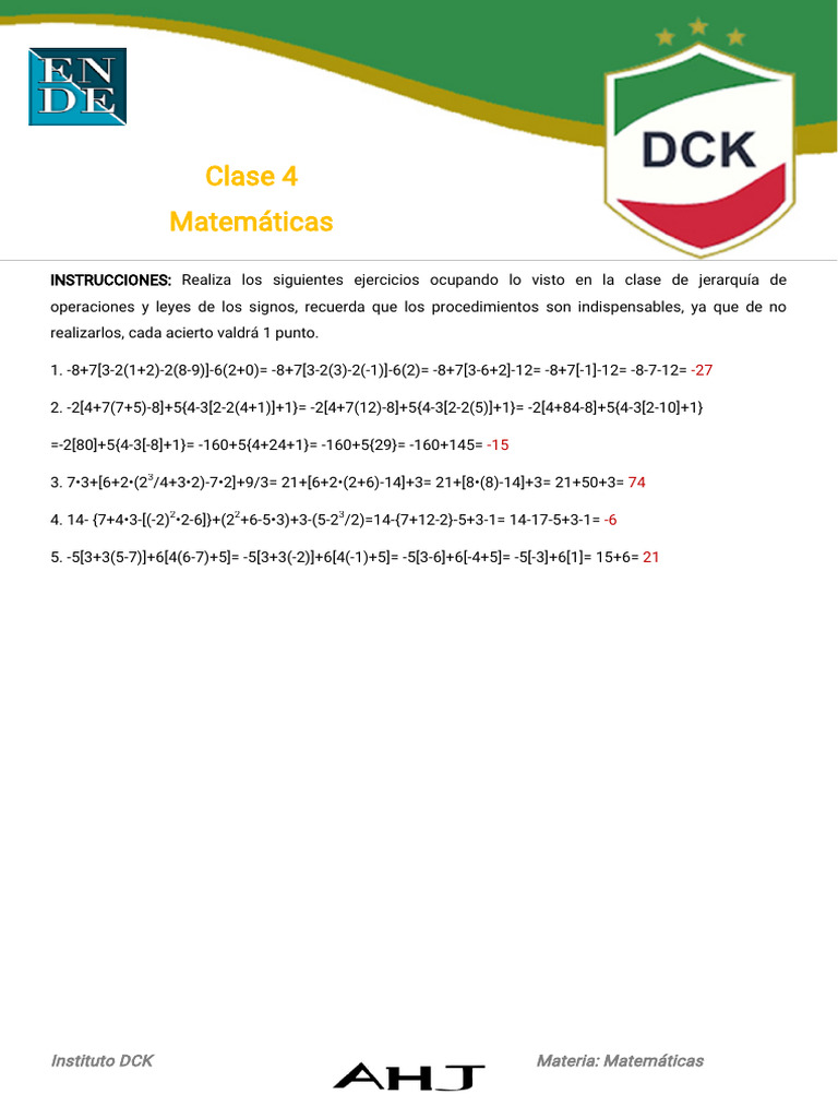 Matemáticas Clase 4 | PDF