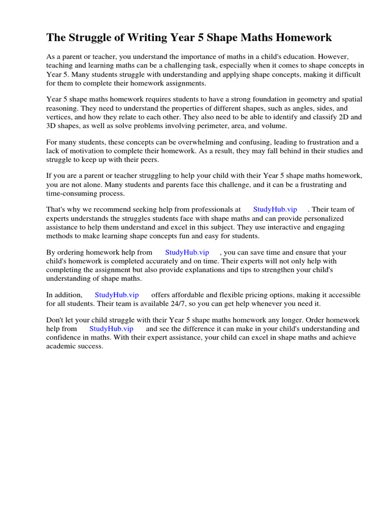 Maths Homework Year 5 Shape | PDF | Shape | Mathematics