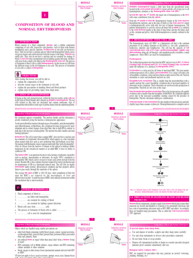 Hematology & Blood Bank Technique | PDF | Red Blood Cell | Haematopoiesis