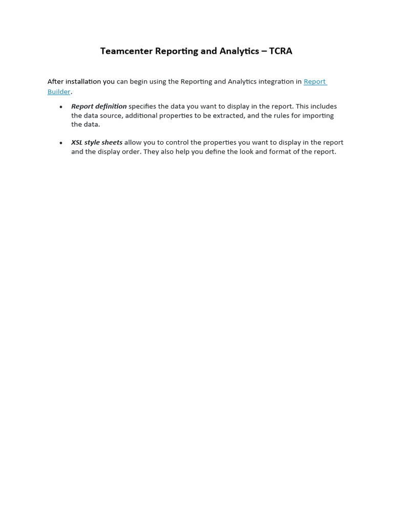 Teamcenter Reporting and Analytics | PDF