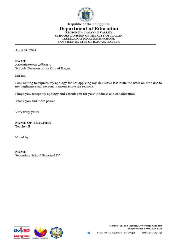 Justification-SAMPLE FORMAT LATE SUBMISSION OF FORM 6 | PDF