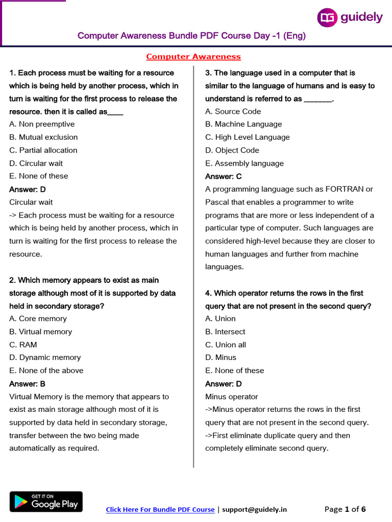 Computer Awareness Course Day 1 PDF | PDF | Osi Model | World Wide Web