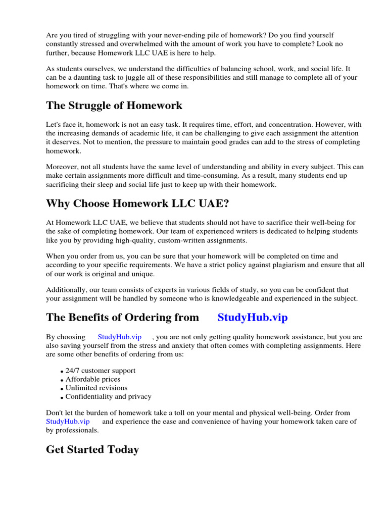 Homework LLC Uae | Download Free PDF | Homework | Advertising