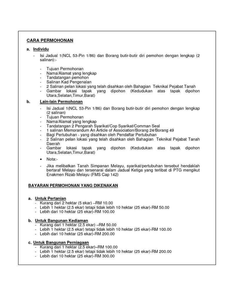 Cara Permohonan, Kadar Bayaran Dan Premium | PDF