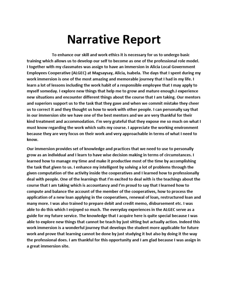 Narrative Report | PDF | Mentorship | Cognitive Science