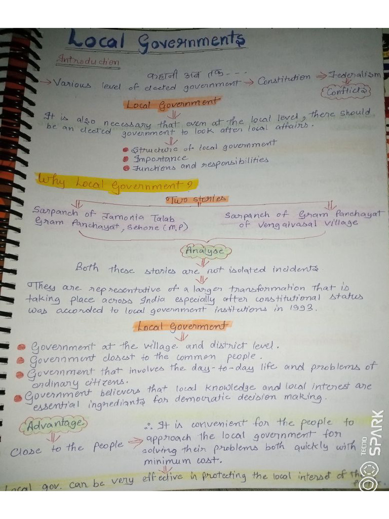 Class 11 Local Government Political Science Notes | PDF