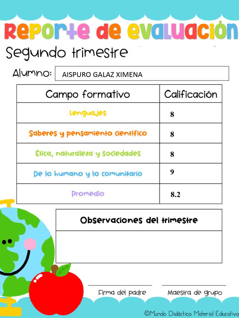 BOLETAS EVALUACION 2o TRIMESTRE EDITABLES 2 | PDF