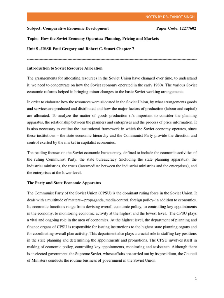 Soviet Economic Planning Overview | PDF | Inflation | Input–Output Model