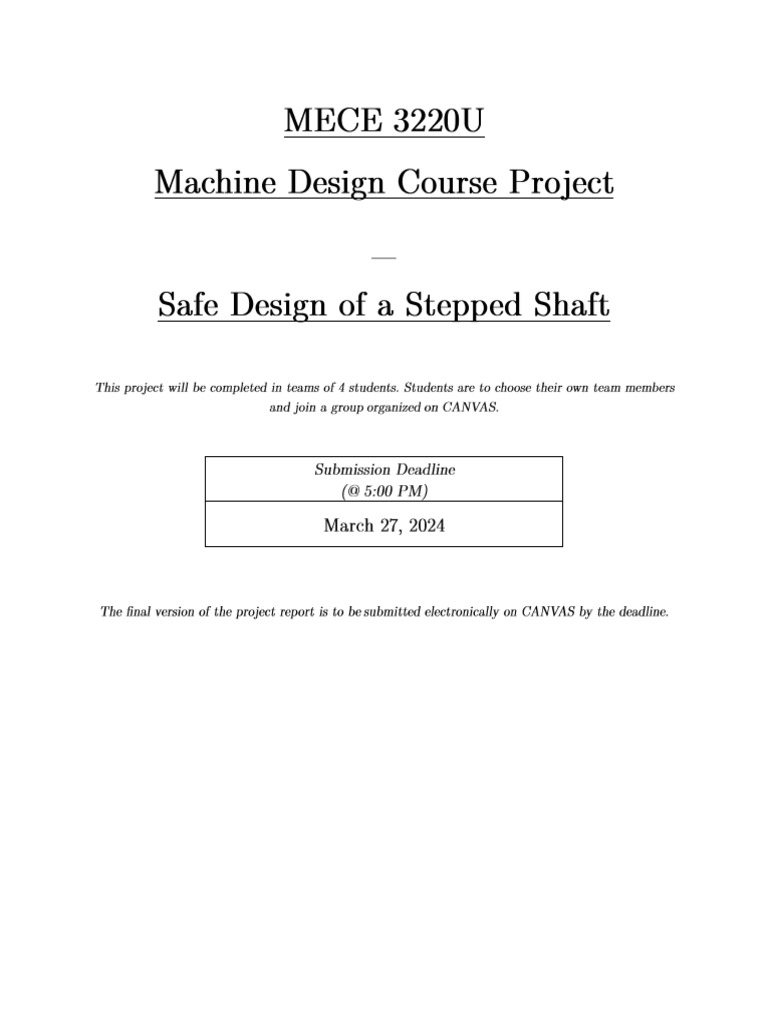 MECE3220U - Machine Design Course Project, 2024 | PDF