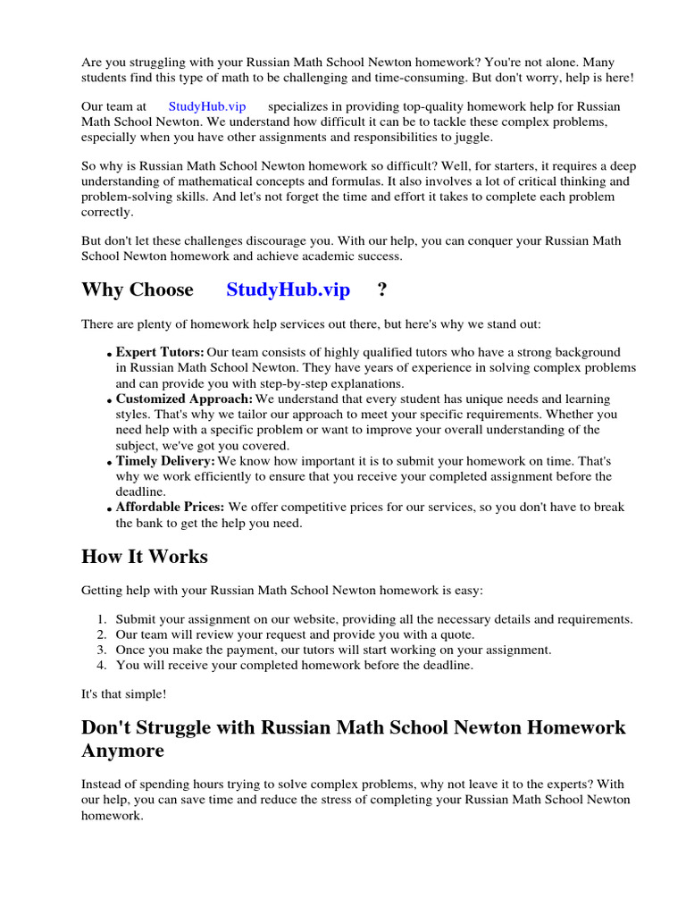Russian Math School Newton Homework | PDF | Mathematics | Worksheet