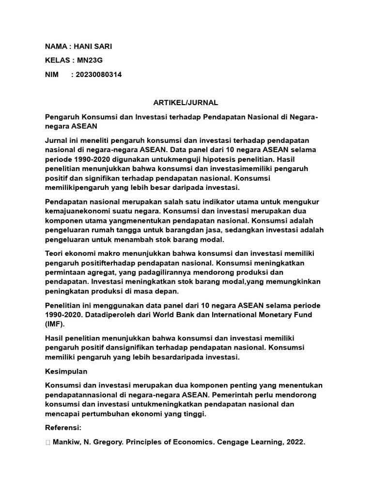 Hani Sari Ekonomi Makro Sesi 6 | PDF