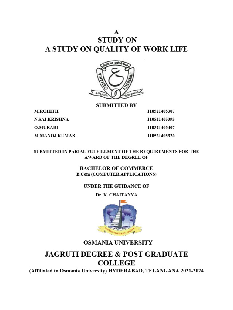 Quality of Work Life Study 2024 | PDF