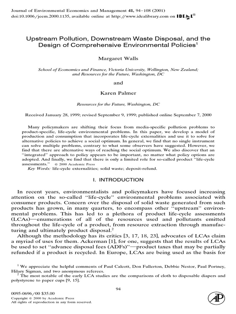Upstream Pollution, Downstream Waste Disposal, and the Design of ...