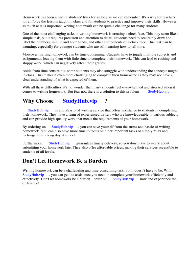 Homework Clock Face | PDF | Homework | Worksheet