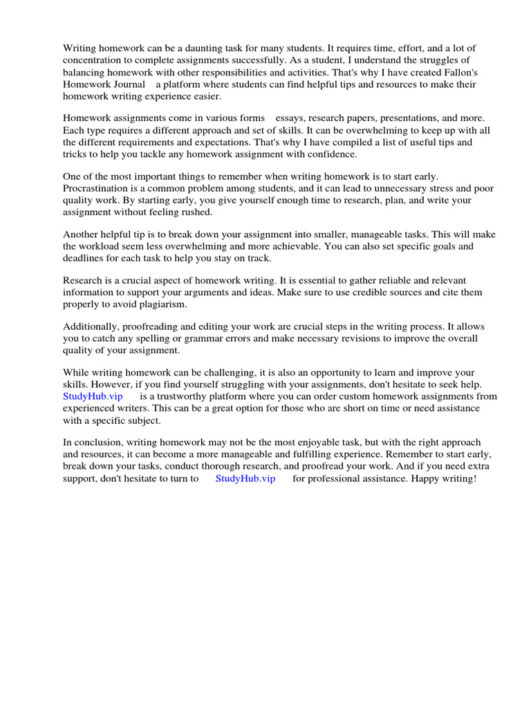 Fallons Homework Journal | PDF | Homework | Procrastination