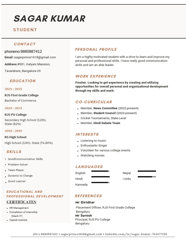 Sagar Resume-1 | PDF | Learning