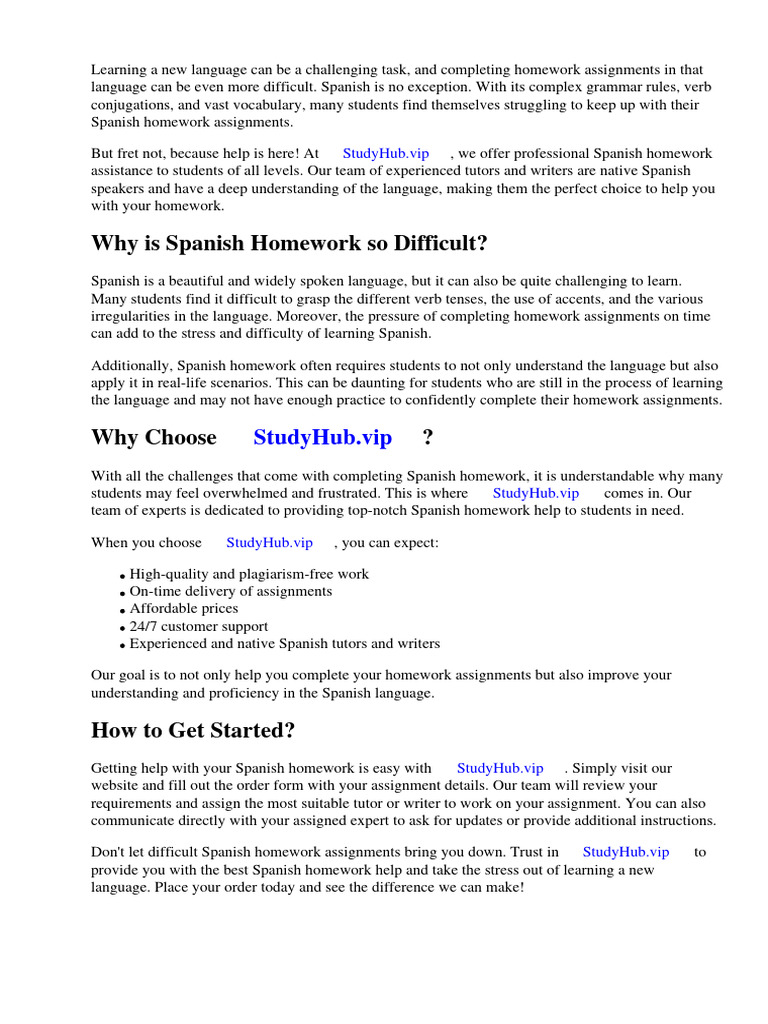 I Will Do Your Spanish Homework | PDF | Essays | Homework