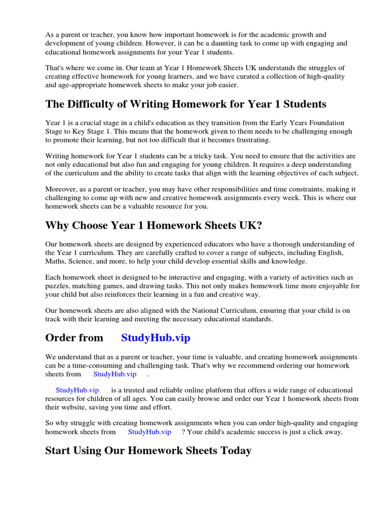 Year 1 Homework Sheets Uk | PDF | Homework | Teachers