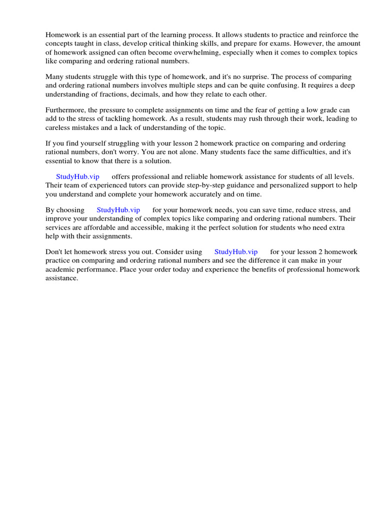 Lesson 2 Homework Practice Compare and Order Rational Numbers | PDF ...