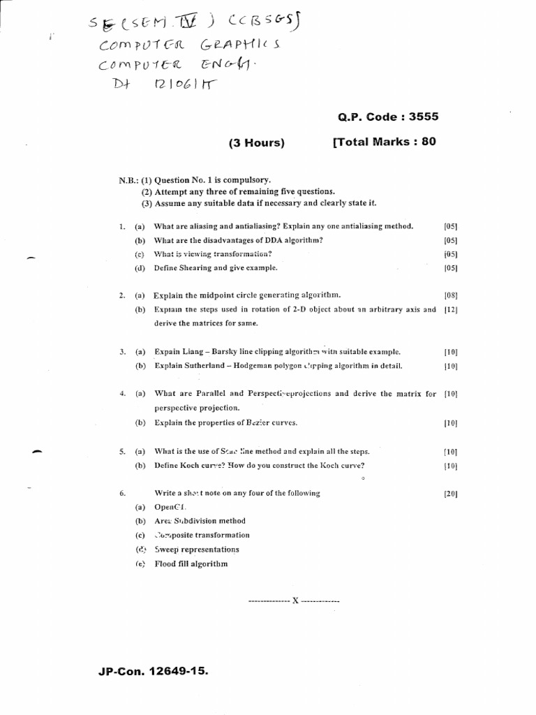 SE-Comps SEM4 CG MAY15 | PDF