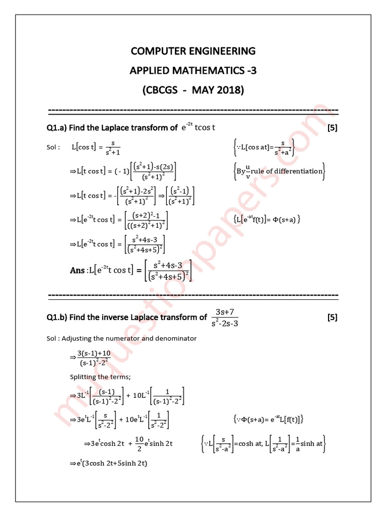 Be Computer Engineering Semester 3 2018 May Applied Mathematics III Cbcgs | PDF