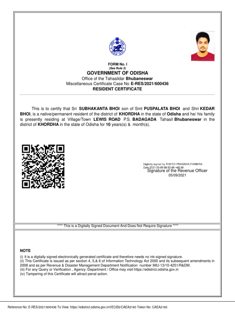 MY RESIDENT CERTIFICATE | PDF