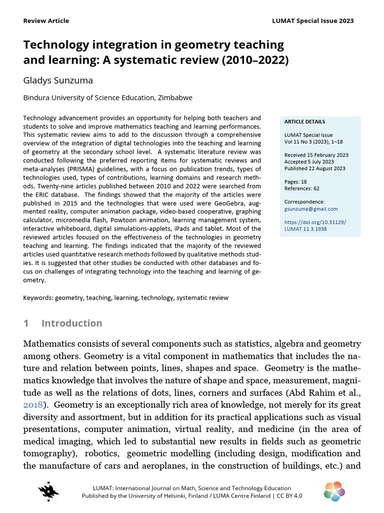 Integrating Technology in Geometry Education | PDF | Qualitative ...