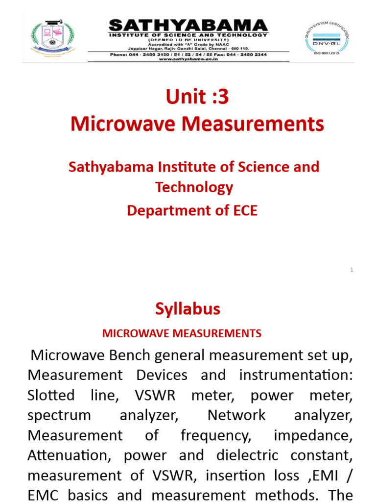 Unit 3 SECA1701-microwave Measurements | PDF | Electromagnetic ...