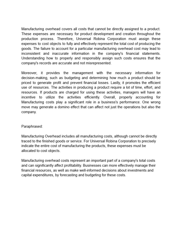 Manufacturing Overhead | PDF | Expense | Cost