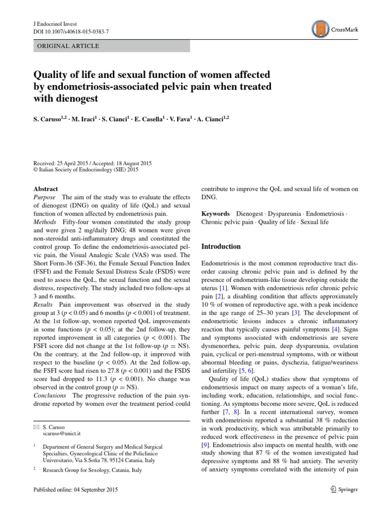 Quality Of Life And Sexual Function Of Women Affected By Endometriosis 4553