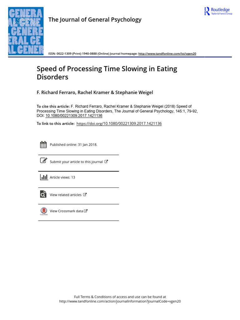 Brinley Plot Analysis in Eating Disorders | PDF | Eating Disorder ...